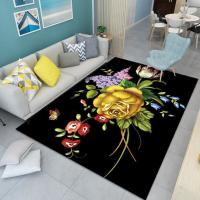 China Polyester Fiber Floral Tulip Rose Living Room Carpet 100x200cm Custom Size for sale