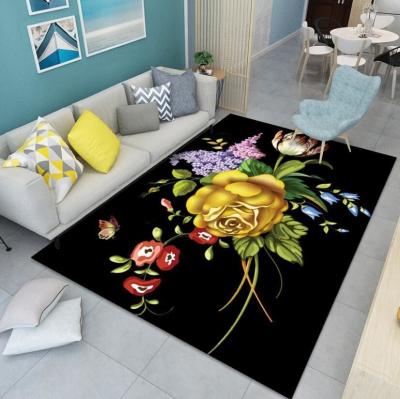 China Polyester Fiber Floral Tulip Rose Living Room Carpet 100x200cm Custom Size for sale