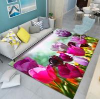China Polyester Fiber Floral Tulip Rose Living Room Carpet 100x200cm Custom Size for sale