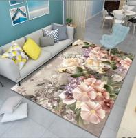 China Polyester Fiber Floral Tulip Rose Living Room Carpet 100x200cm Custom Size for sale