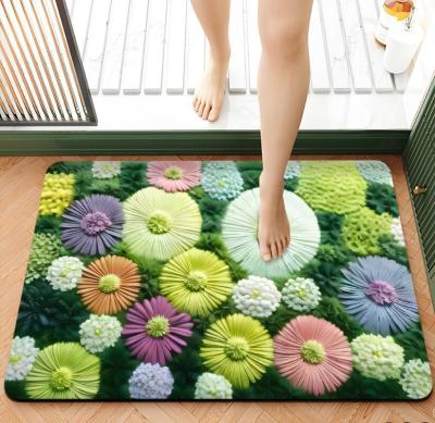 China Moss Fresh Flower Bath Mat Non-Slip Absorbent Rubber Floor Mat 40x60cm Custom Size for sale