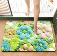 China Moss Fresh Flower Bath Mat Non-Slip Absorbent Rubber Floor Mat 40x60cm Custom Size for sale