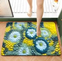 China Moss Fresh Flower Bath Mat Non-Slip Absorbent Rubber Floor Mat 40x60cm Custom Size for sale