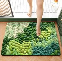 China Moss Fresh Flower Bath Mat Non-Slip Absorbent Rubber Floor Mat 40x60cm Custom Size for sale