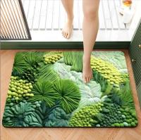 China Moss Fresh Flower Bath Mat Non-Slip Absorbent Rubber Floor Mat 40x60cm Custom Size for sale