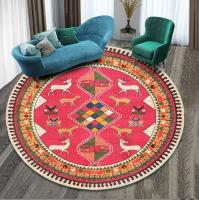 China Custom Printed Ethnic Round Polyester Carpet 200x200cm Living Room Hotel Rug for sale