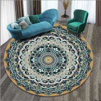 China Custom Printed Ethnic Round Polyester Carpet 200x200cm Living Room Hotel Rug for sale
