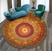 China Custom Printed Ethnic Round Polyester Carpet 200x200cm Living Room Hotel Rug for sale