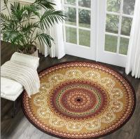 China 100x100cm Round Carpet Printed Flower Ethnic Style Polyester Fiber Living Room Hotel Carpet for sale