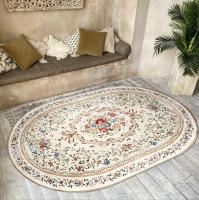 China Ethnic Style Ellipse Crystal Velvet Floor Carpet 160x230cm for Bedroom Living Room for sale
