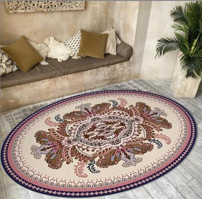 China Bohemian Crystal Velvet Ellipse Floor Carpet 80x120 cm Living Room Sofa Rug for sale