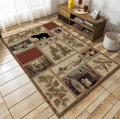 China Polyester Fiber Printed Ethnic Style Round Carpet 80x120cm Living Room Hotel Floor Carpet for sale