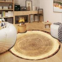 China Vintage Imitation Wood Round Animal Pattern Carpet 60x60cm to 200x200cm Polyester Fiber for sale