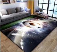 China Crystal Velvet Living Room Floor Carpet 140x200cm Cartoon Football Pattern Polyester for sale