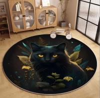 China Polyester Fiber Round Cat Pattern Living Room Carpet 120x180cm Custom Size for sale