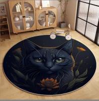 China Polyester Fiber Round Cat Pattern Living Room Carpet 120x180cm Custom Size for sale
