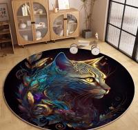 China Polyester Fiber Round Cat Pattern Living Room Carpet 120x180cm Custom Size for sale