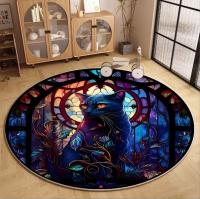 China Round Cat Living Room Floor Carpet Polyester Fiber 100x100cm Custom Size for sale