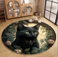 China Round Cat Living Room Floor Carpet Polyester Fiber 100x100cm Custom Size for sale