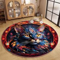 China Round Cat Living Room Floor Carpet Polyester Fiber 100x100cm Custom Size for sale