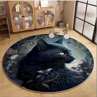 China Round Cat Living Room Floor Carpet Polyester Fiber 100x100cm Custom Size for sale