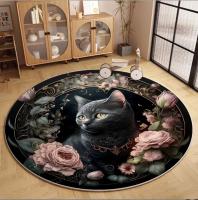 China Round Cat Living Room Floor Carpet Polyester Fiber 100x100cm Custom Size for sale