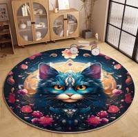 China Round Cat Polyester Fiber Living Room Floor Carpet 180x180cm Custom Size for sale