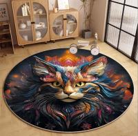 China Round Cat Polyester Fiber Living Room Floor Carpet 180x180cm Custom Size for sale