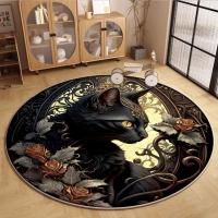 China Round Cat Polyester Fiber Living Room Floor Carpet 180x180cm Custom Size for sale