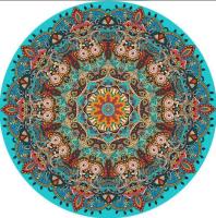 China Round Polyester Fiber Living Room Floor Carpet Ancient Ethnic Style 80x80cm for sale
