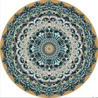 China Round Polyester Fiber Living Room Floor Carpet Ancient Ethnic Style 80x80cm for sale