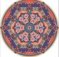 China Round Polyester Fiber Living Room Floor Carpet Ancient Ethnic Style 80x80cm for sale