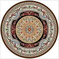 China Round Polyester Fiber Living Room Floor Carpet Ancient Ethnic Style 80x80cm for sale