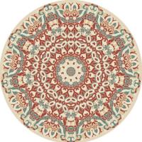 China Round Polyester Fiber Living Room Floor Carpet Ancient Ethnic Style 80x80cm for sale