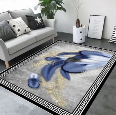 China 3D Printed Feather Abstract Polyester Fiber Carpet 40x60cm for Living Room Bedroom for sale