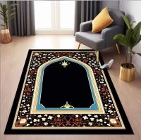 China Arabic Printed Worship Mat Rectangle 70x110cm Polyester Fiber Prayer Rug for sale