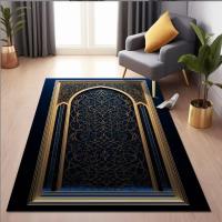 China Rectangle Arabic Printed Worship Mat Prayer Floor Carpet Rug 80x120cm Polyester for sale