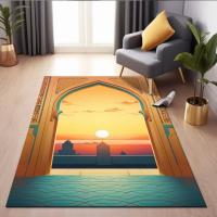 China Arabic Printed Worship Mat Prayer Carpet Polyester Fiber 70x110cm Machine Washable for sale