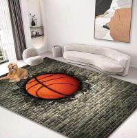 China Polyester Fiber Football Basketball Pattern Carpet 40x60cm Living Room Bedroom Floor Mat for sale