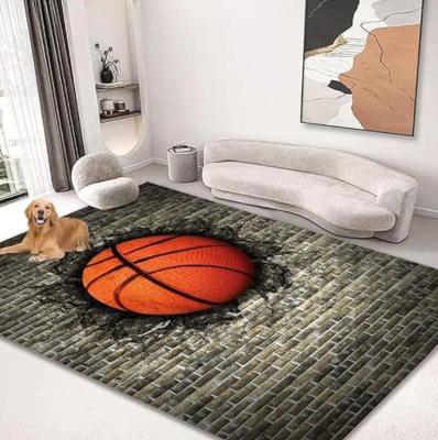 China Polyester Fiber Football Basketball Pattern Carpet 40x60cm Living Room Bedroom Floor Mat for sale
