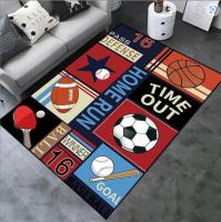 China Polyester Fiber Football Basketball Pattern Carpet 40x60cm Living Room Bedroom Floor Mat for sale