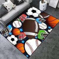 China Polyester Fiber Football Basketball Pattern Carpet 40x60cm Living Room Bedroom Floor Mat for sale