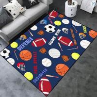 China Polyester Fiber Bowling and Rugby Pattern Carpet 40x60cm Living Room Floor Mat for sale
