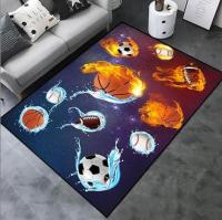China Polyester Fiber Bowling and Rugby Pattern Carpet 40x60cm Living Room Floor Mat for sale
