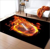 China Polyester Fiber Bowling and Rugby Pattern Carpet 40x60cm Living Room Floor Mat for sale
