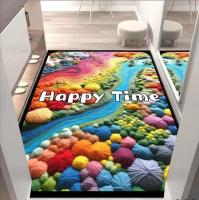 China 3D Creative Happy Time Pattern Carpets For Entrance Door, Sofa And Bedroom for sale