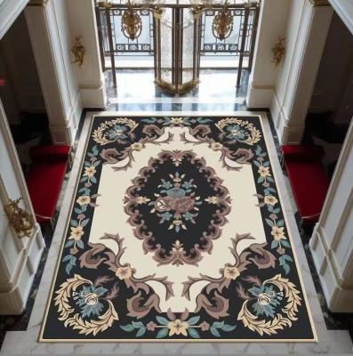 China Bohemia Colorful Printed Flower Pattern Crystal Velvet Carpet 40x60cm Living Room Floor Mat for sale
