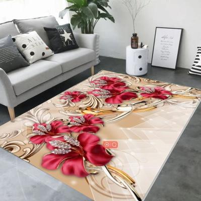 China 3D Printed Rose Tulip Carpet 40x60cm Polyester Living Room Floor Mat for sale