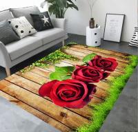 China 3D Printed Rose Tulip Carpet 40x60cm Polyester Living Room Floor Mat for sale