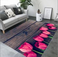 China 3D Printed Rose Tulip Carpet 40x60cm Polyester Living Room Floor Mat for sale